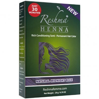 RESHMA HENNA SEMI-PERMANENT COLOR -NATURAL MIDNIGHT BLUE - Bevy Beauty