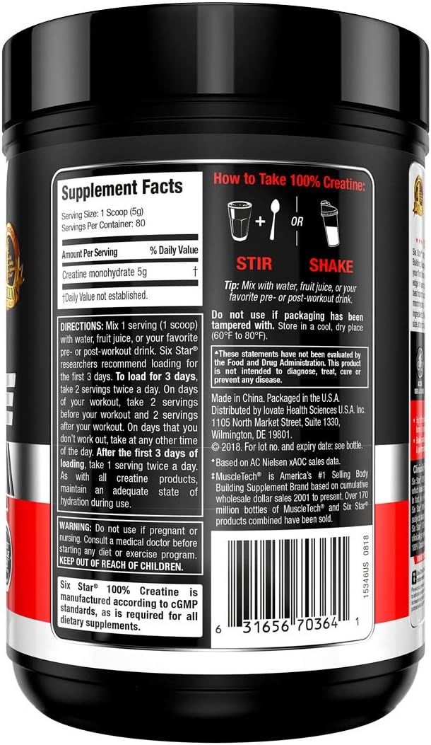 Six Star 100% Creatine Monohydrate 80servs - Bevy Beauty