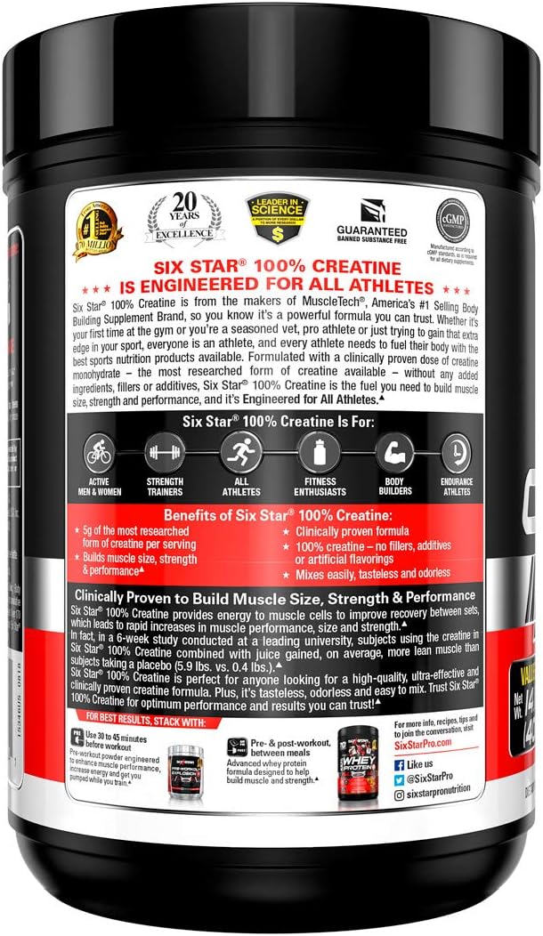 Six Star 100% Creatine Monohydrate 80servs - Bevy Beauty